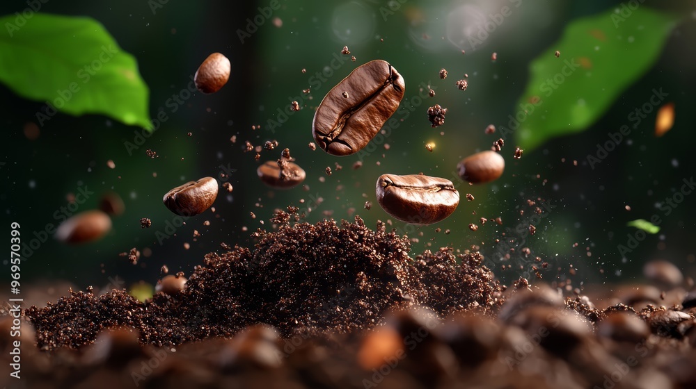 Create a short story where the coffee beans in the image play a ...