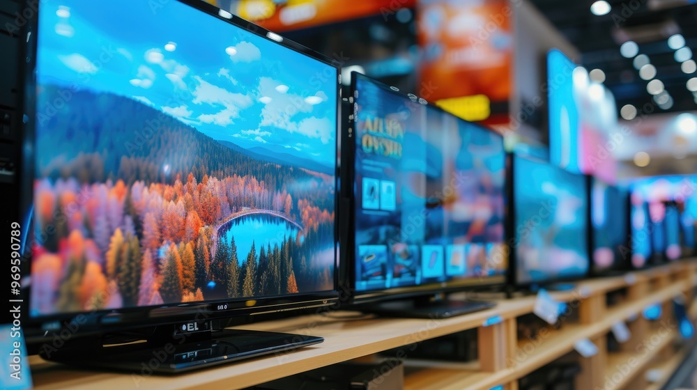 Electronics Store Showcase: LCD, OLED, AMOLED TV Differences Stock ...