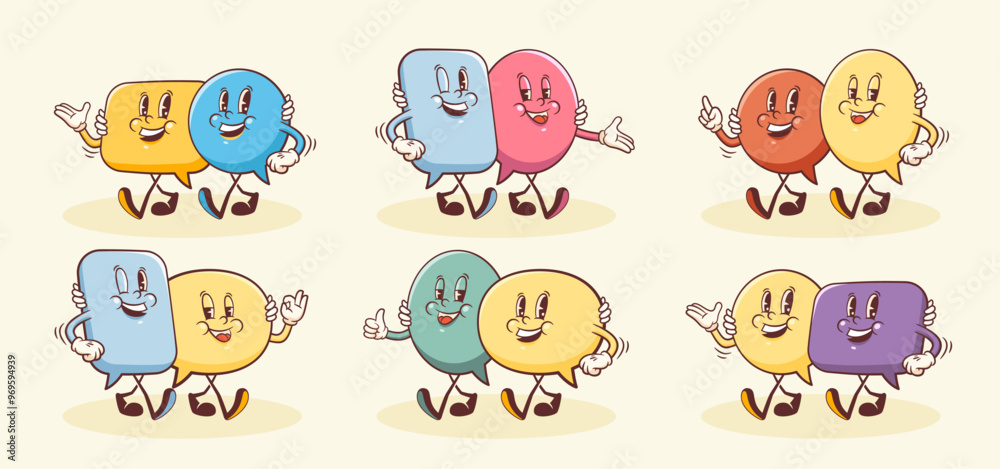 Vector Talk Language Learning Groups of Characters Illustrations Set ...