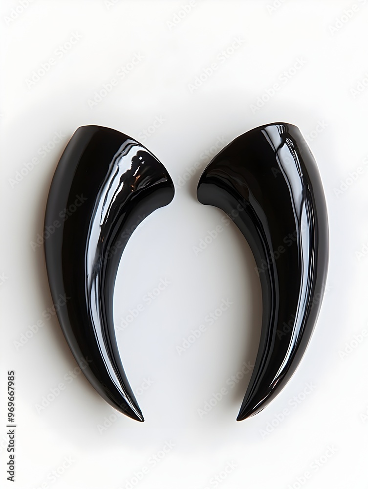 Pair of Menacing Black Horns Fierce Animal Weapons for Predatory Attack ...