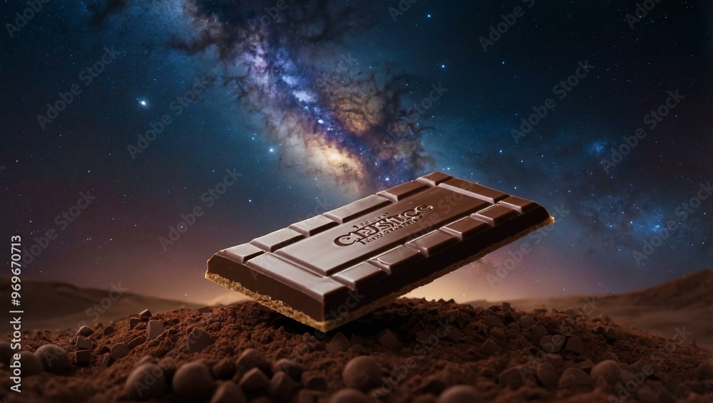 Cosmic chocolate bar in space, with the Milky Way swirling behind it ...