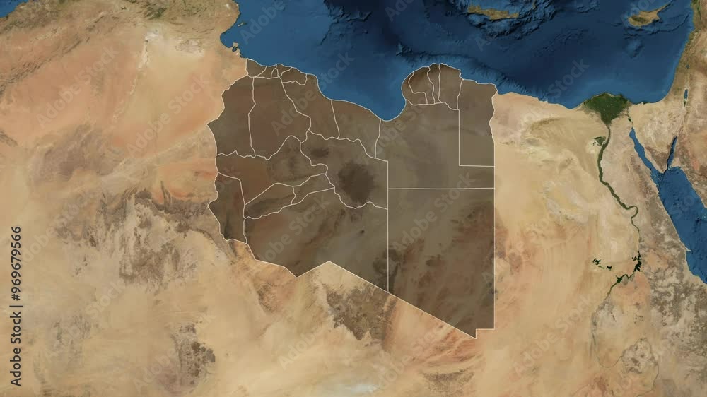 Zoom from Earth to Libya. (with Provinces) World map animation with ...