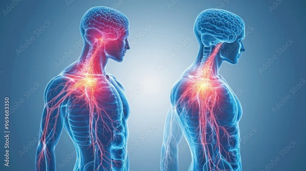 High-resolution illustration of nerve pain across male and female ...