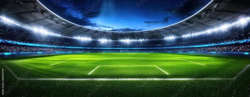 High-definition panoramic landscape of a state-of-the-art soccer ...