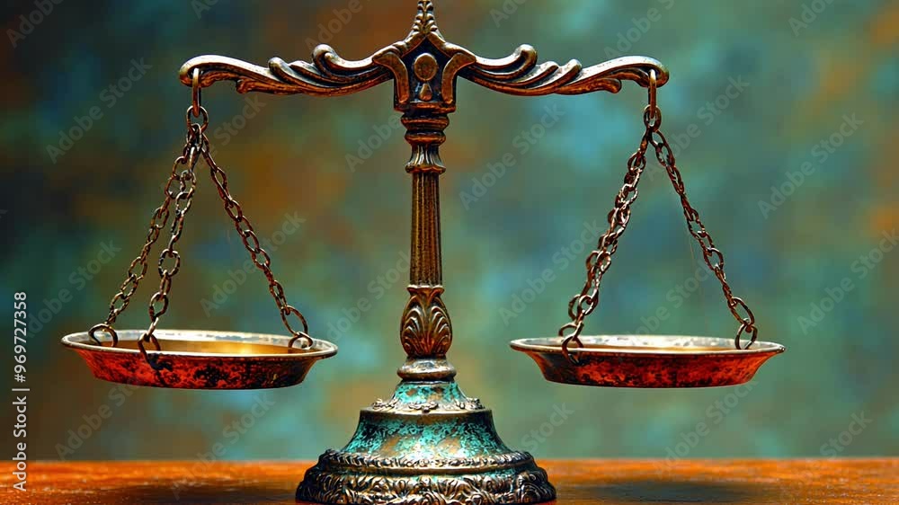 The symbolism of justice is represented through an intricately designed ...