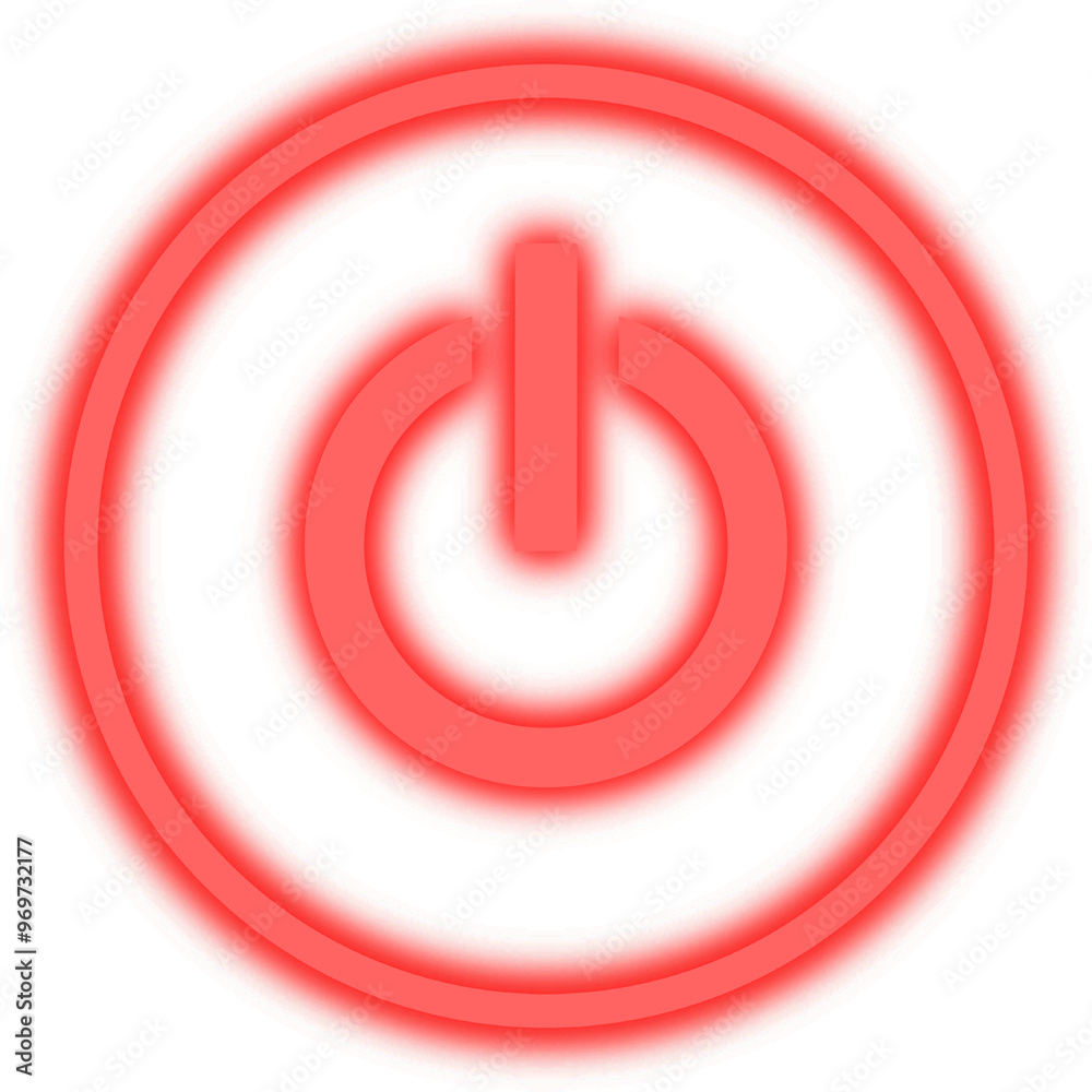 Neon power off rounded button, On off push buttons, LED technology ...