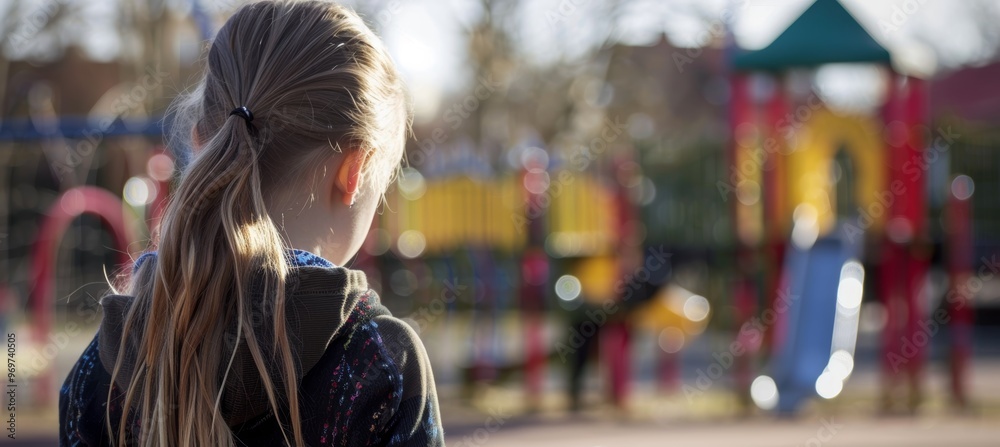 Young Girl Alone at a Playground, Symbolizing Childhood Isolation and ...