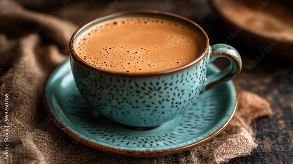 traditional cup and saucer holding aromatic masala chai, a beautiful ...