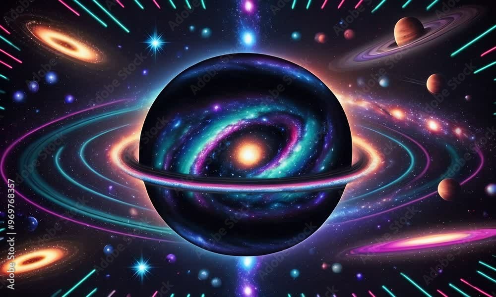 Psychedelic cosmic animation. Bright universe animation with vivid ...