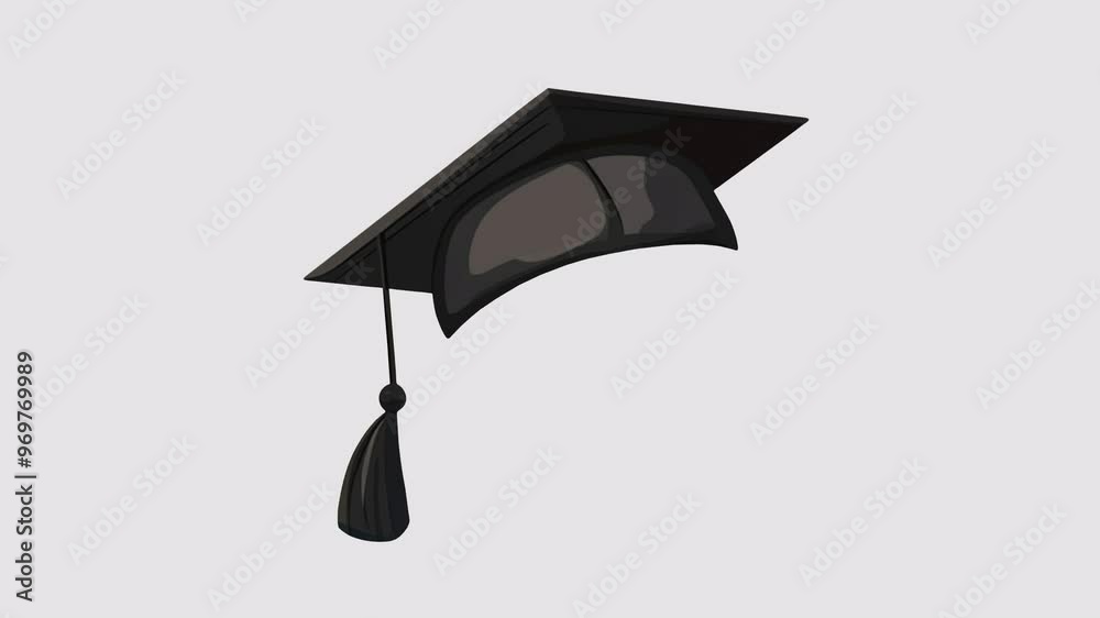 Graduation cap graphic animation. Alpha channel. Transparent background ...