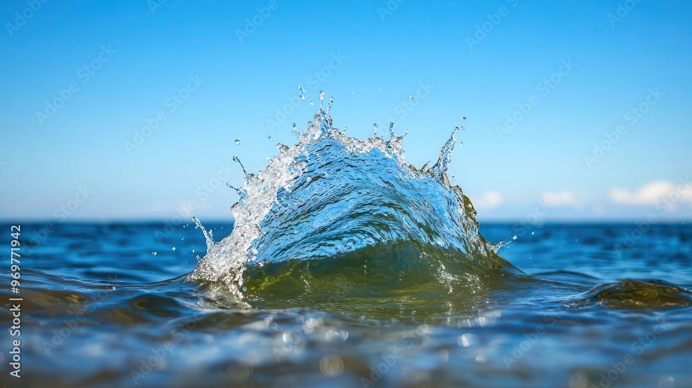 Water splash resembling a wave caught in time, frozen in mid-air, Water ...