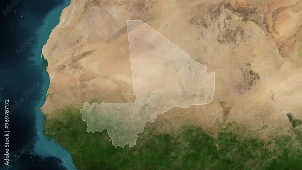 Zoom from Earth to Mali. (Highlighted) World map animation with ...