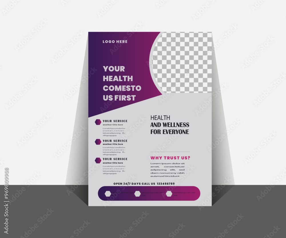 Healthcare business media flyer template,vector brochure template fully ...