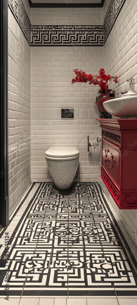 43. Classic Greek key tiles with bold, contrasting black-and-white ...
