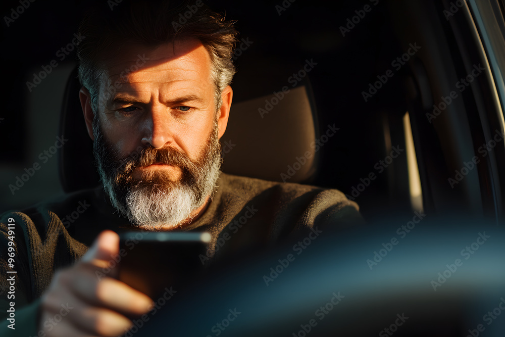 Man Texting While Driving, Highlighting Dangerous Distracted Driving ...