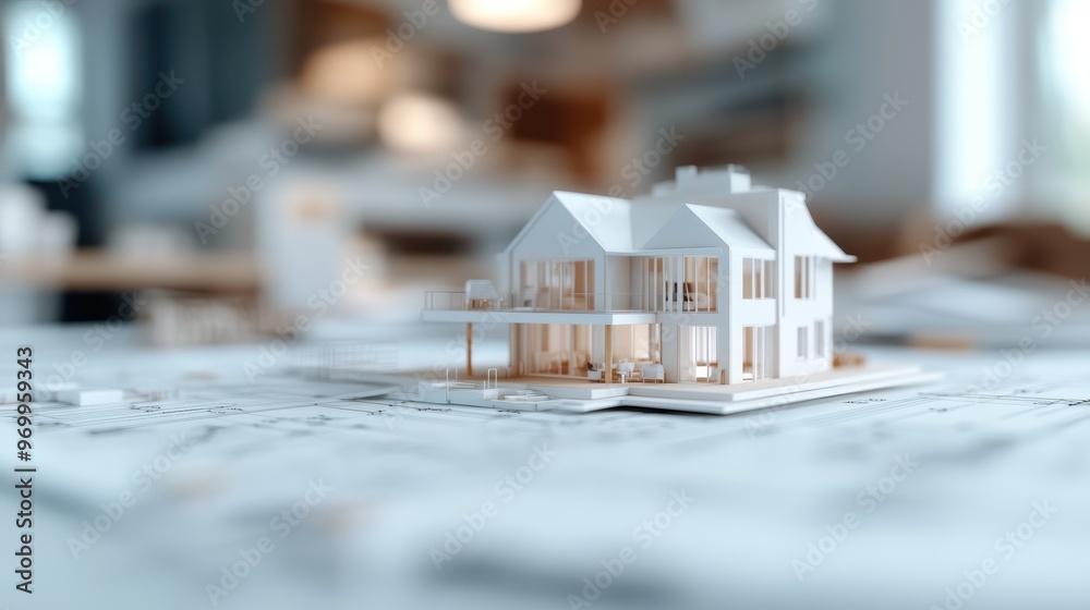 Foto de Scale model of a contemporary house, highlighting complete ...