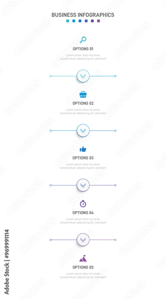 Vertical progress bar featuring 5 arrow-shaped elements, symbolizing ...