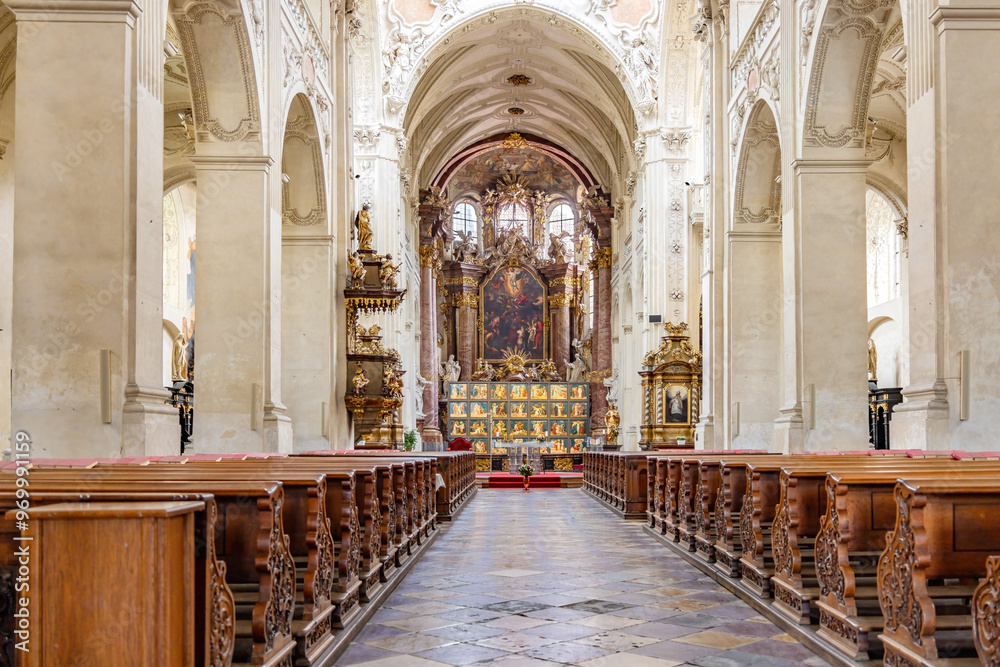 Prague, Czech Republic-May 30, 2024: Inside of St. Clement's Cathedral ...