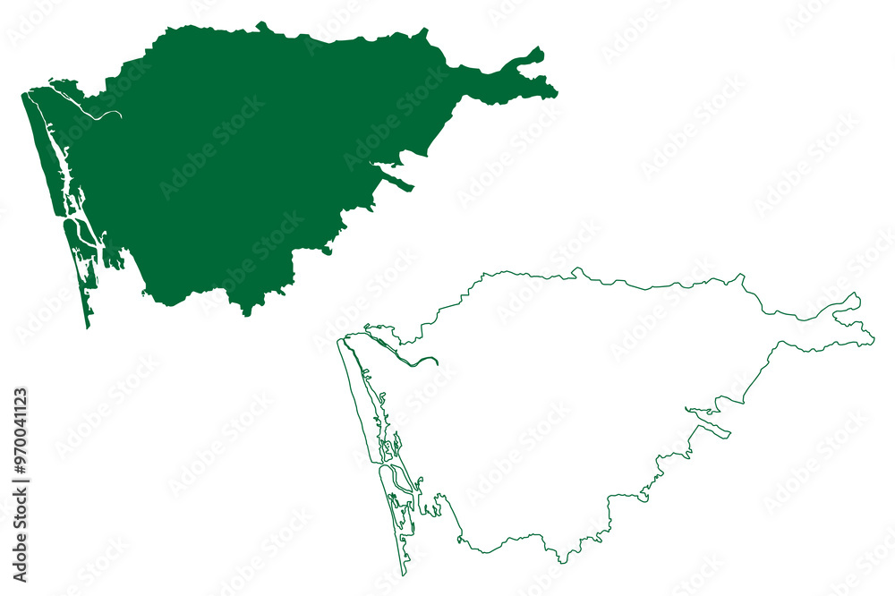 Ernakulam district (Kerala State, Republic of India) map vector ...