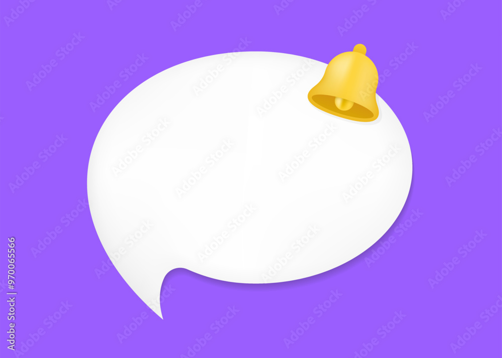 Speech bubble with alert bell. Push notification with bell icon. Phone ...