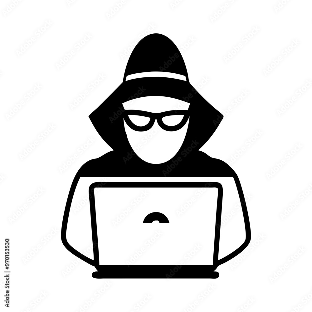 Online Hacker Silhouette Icon - Transparent Background Clipart for ...