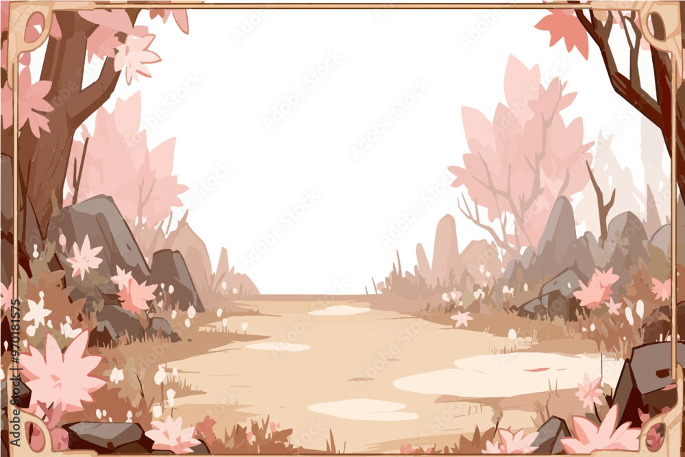 Chibi-style background frame for a fantasy game card-gigapixel-art ...