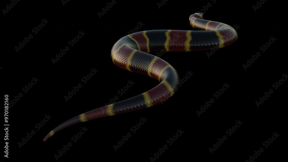 Slithering Coral Snake - Ground Cycle Loop - Alpha Channel - Back Side ...