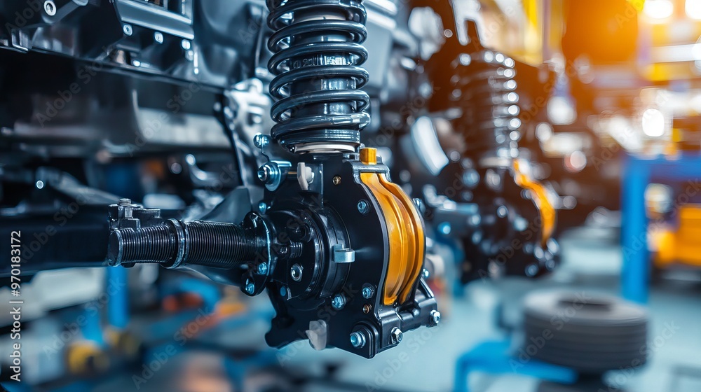 Car suspension. collection of auto spare parts. A suspension brake ...