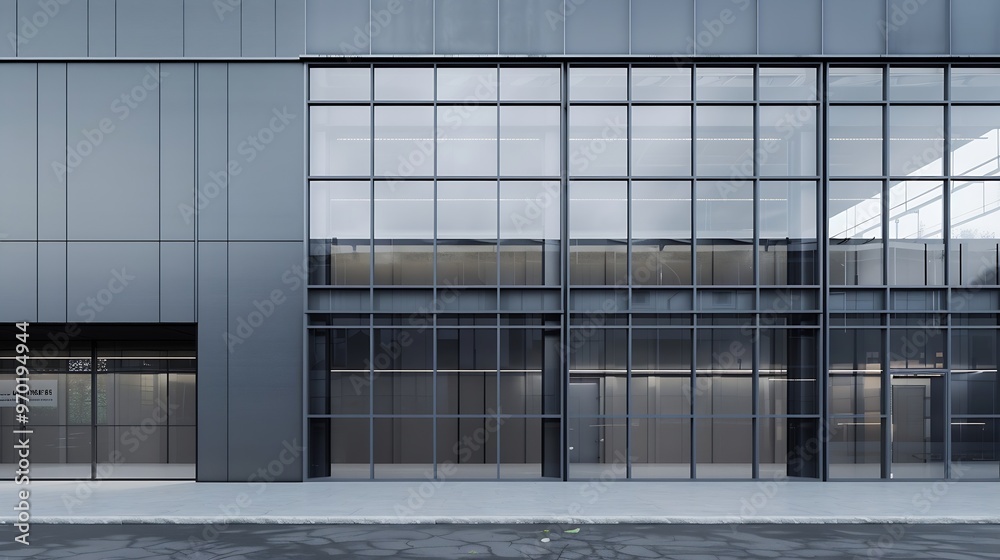 Poster Architectural facade building with of glass elements Exterior of ...