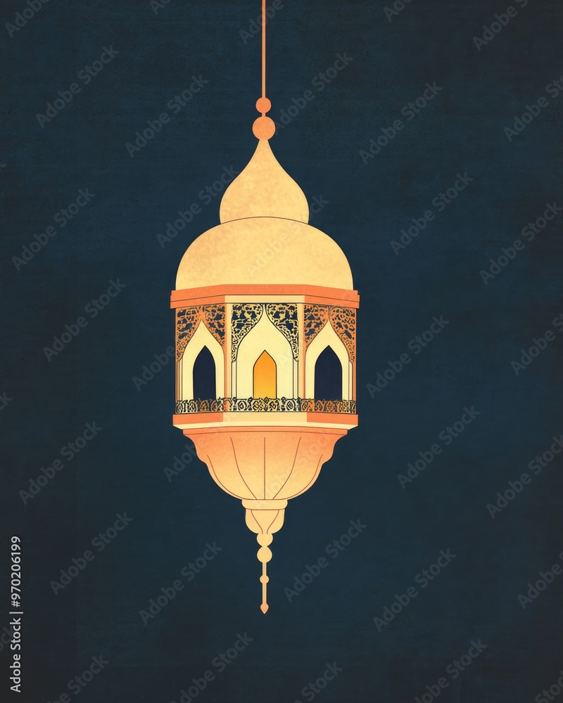 2D cartoon illustration featuring a beige arabesque design celebrating ...
