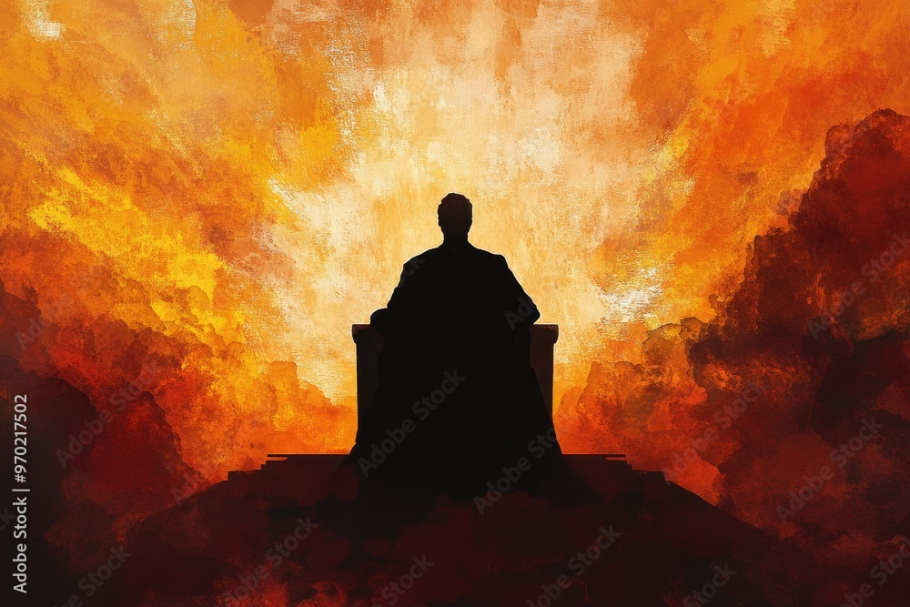 Biblical silhouette illustration series featuring a figure seated on a ...