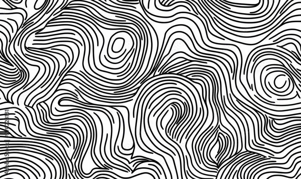 Line art illustration featuring unique op art repeating patterns ...