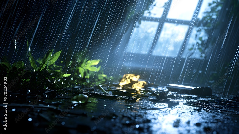 A home crushed under massive fallen trees, shattered glass and ...