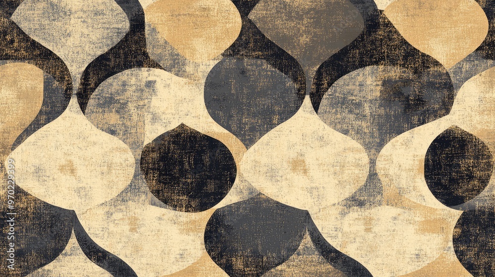 Curved quadrilateral shapes with an aged texture Stylish seamless ...
