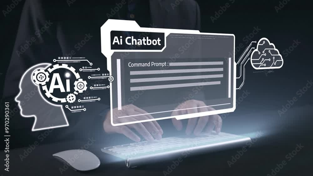 Human interact with AI artificial intelligence virtual assistant ...