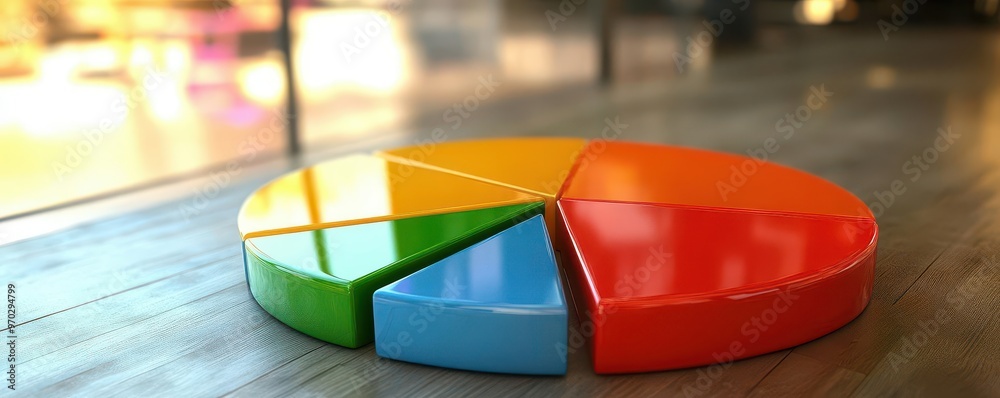 Business plan presentation with a pie chart and revenue projections ...