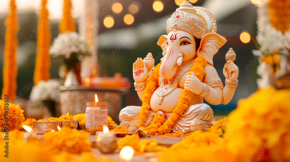 Ganesha Blessing: A serene and symbolic image of Lord Ganesha, the ...