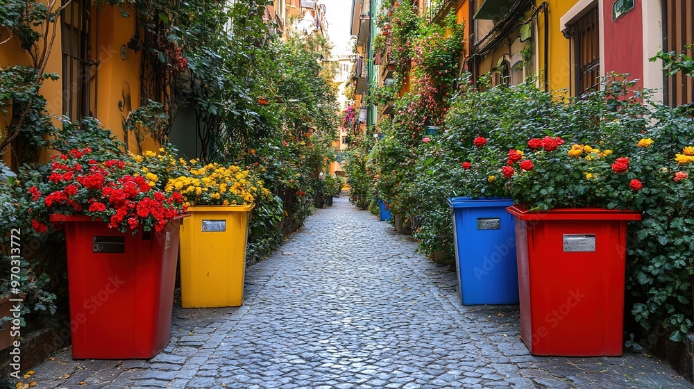 A collection of dustbins in various sizes and shapes, designed for ...