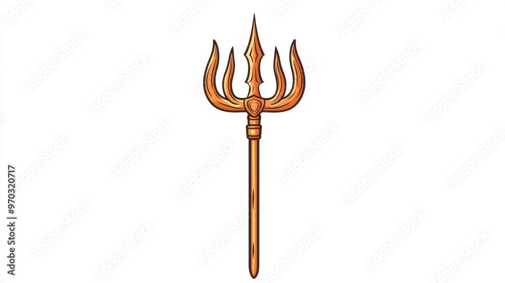 Isolated trident on a white background Modern 2D cartoon illustration ...