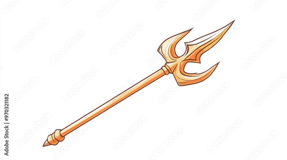 Isolated trident on a white background Modern 2D cartoon illustration ...
