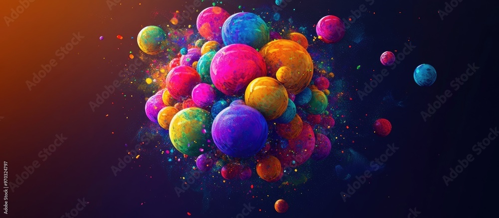 Vibrant spherical cluster featuring diverse symbols Dynamic round ...