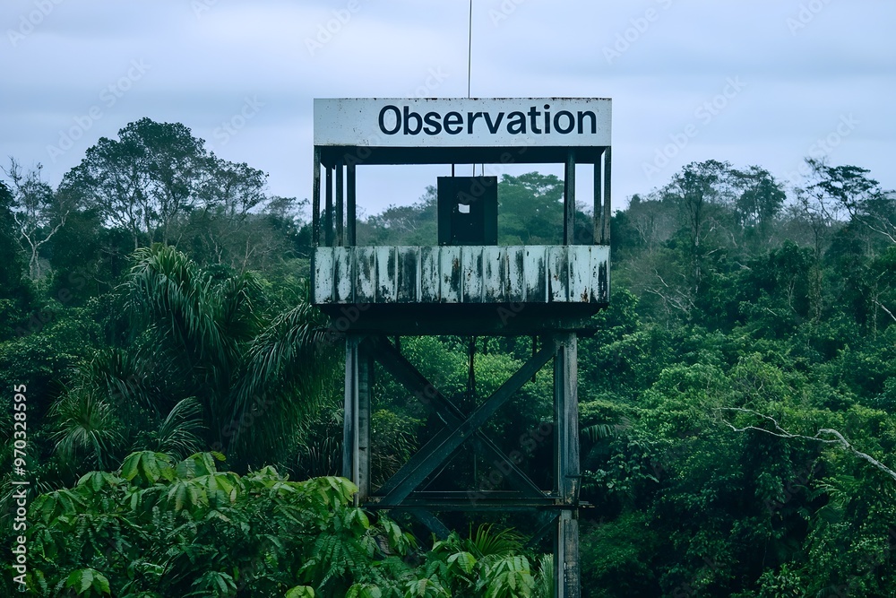 Military Watchtower Overlooking Dense Jungle for Strategic Observation ...