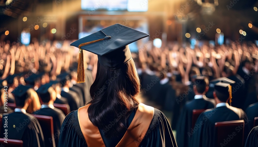 graduate walking across the stage to receive their diploma, with family ...