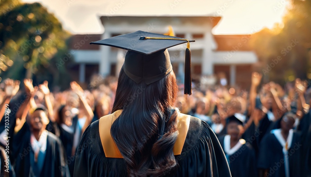 graduate walking across the stage to receive their diploma, with family ...