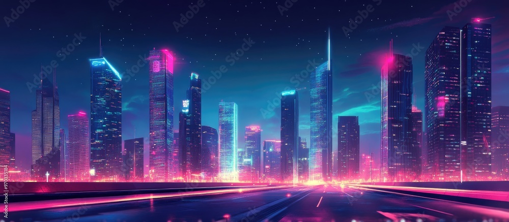 Futuristic City At Night With Ai Technology Showcasing Urban ...