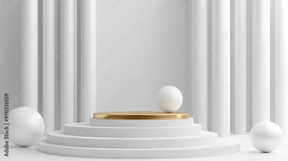 White podium resembling a classic column for showcasing products ...