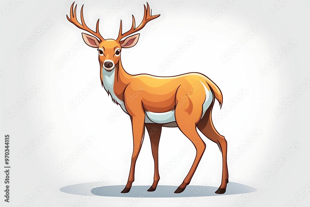 Cartoon Illustration of a Standing Deer with Antlers Stock Illustration ...