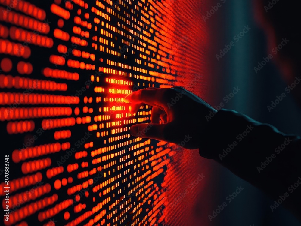 Hacker silhouette reaching towards a glowing firewall, blocked by ...