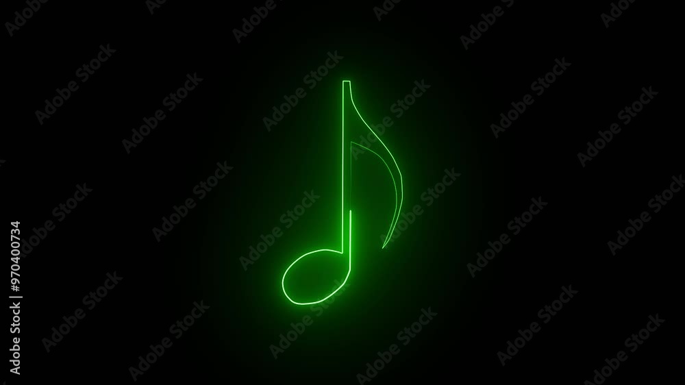 Neon music icon. Single glowing musical note. Musical notes. Music ...