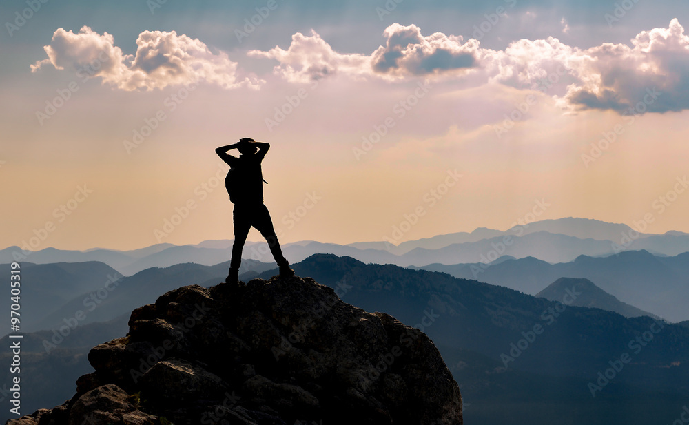 the proud stance of the man who achieved the challenge by making a ...